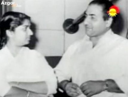 Mohd Rafi with Lata Mangeshkar in a recording session / Mohd Rafi ...