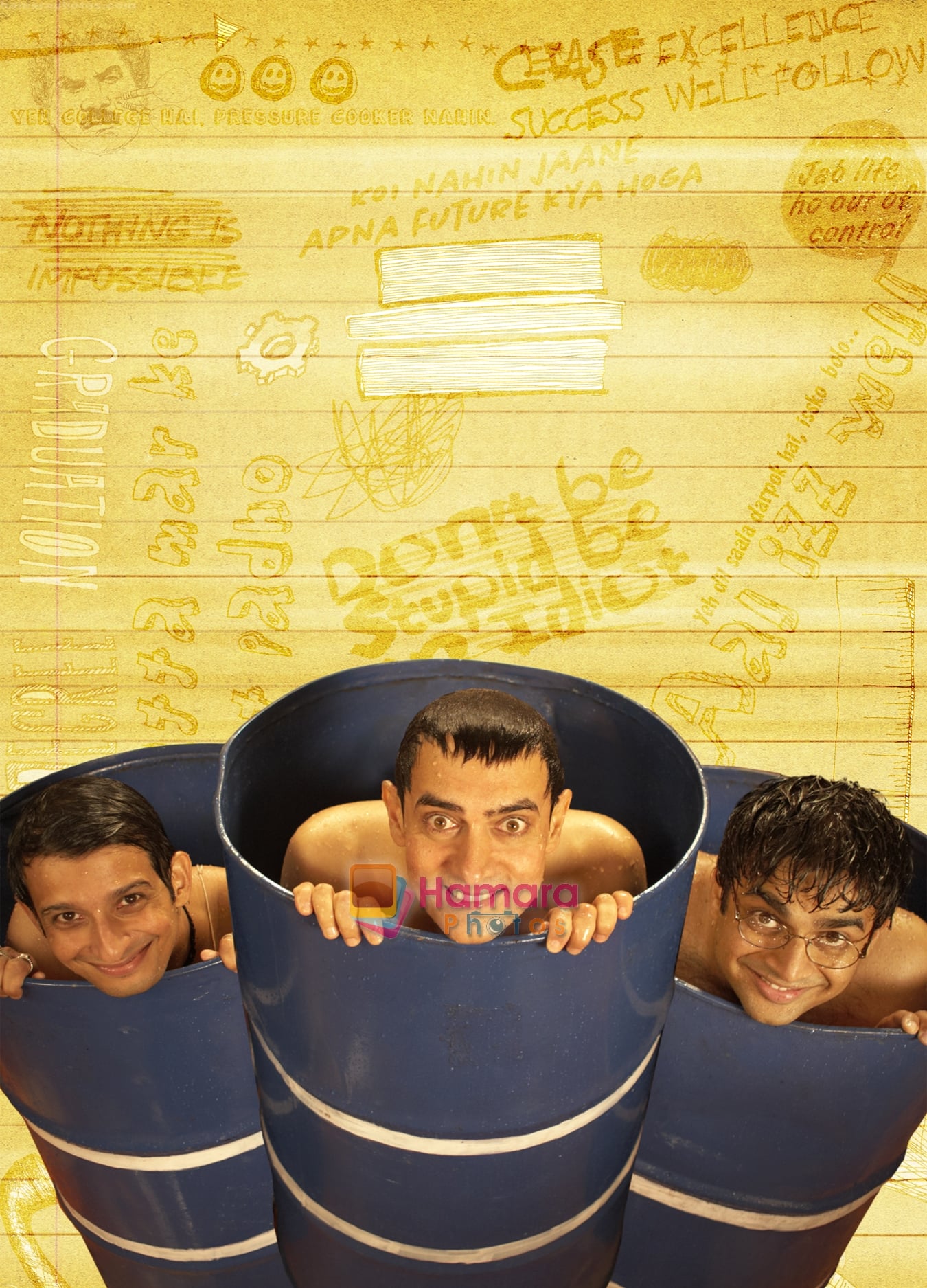 Aamir Khan, Sharman Joshi, Madhavan in the still from movie 3 Idiots ...