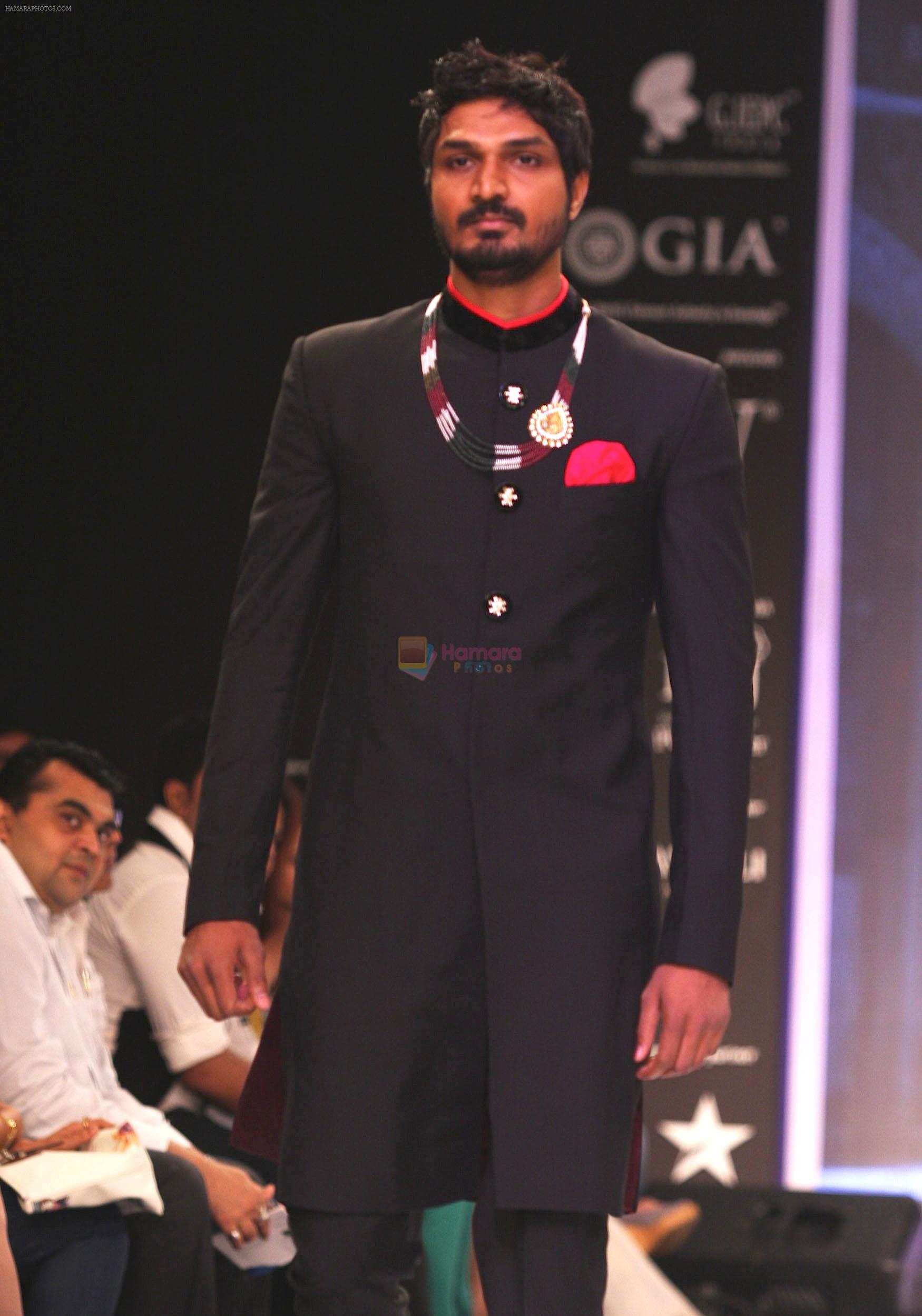 Model walkes the ramp in Designer Moni Agarwal's creation at IIJW 2013 ...