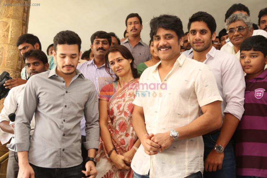 Akkineni Nagarjuna Family at sai baba Temple on 22nd May 2014 ...