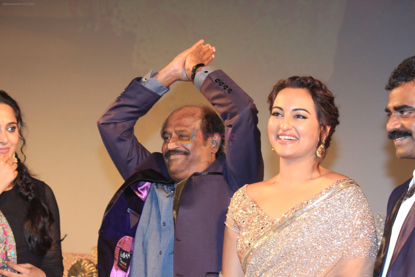 Rajnikant, Sonakshi Sinha at Lingaa Movie Audio Launch in Mumbai on ...