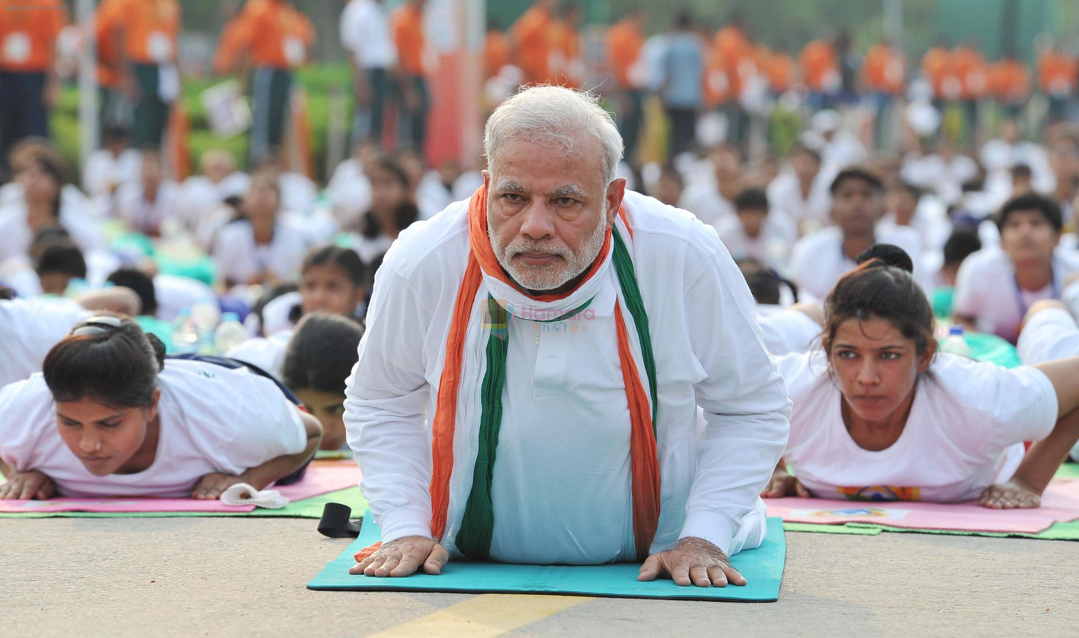 Narendra Modi doing Yoga at International Yoga Day on 21st June 2015 ...