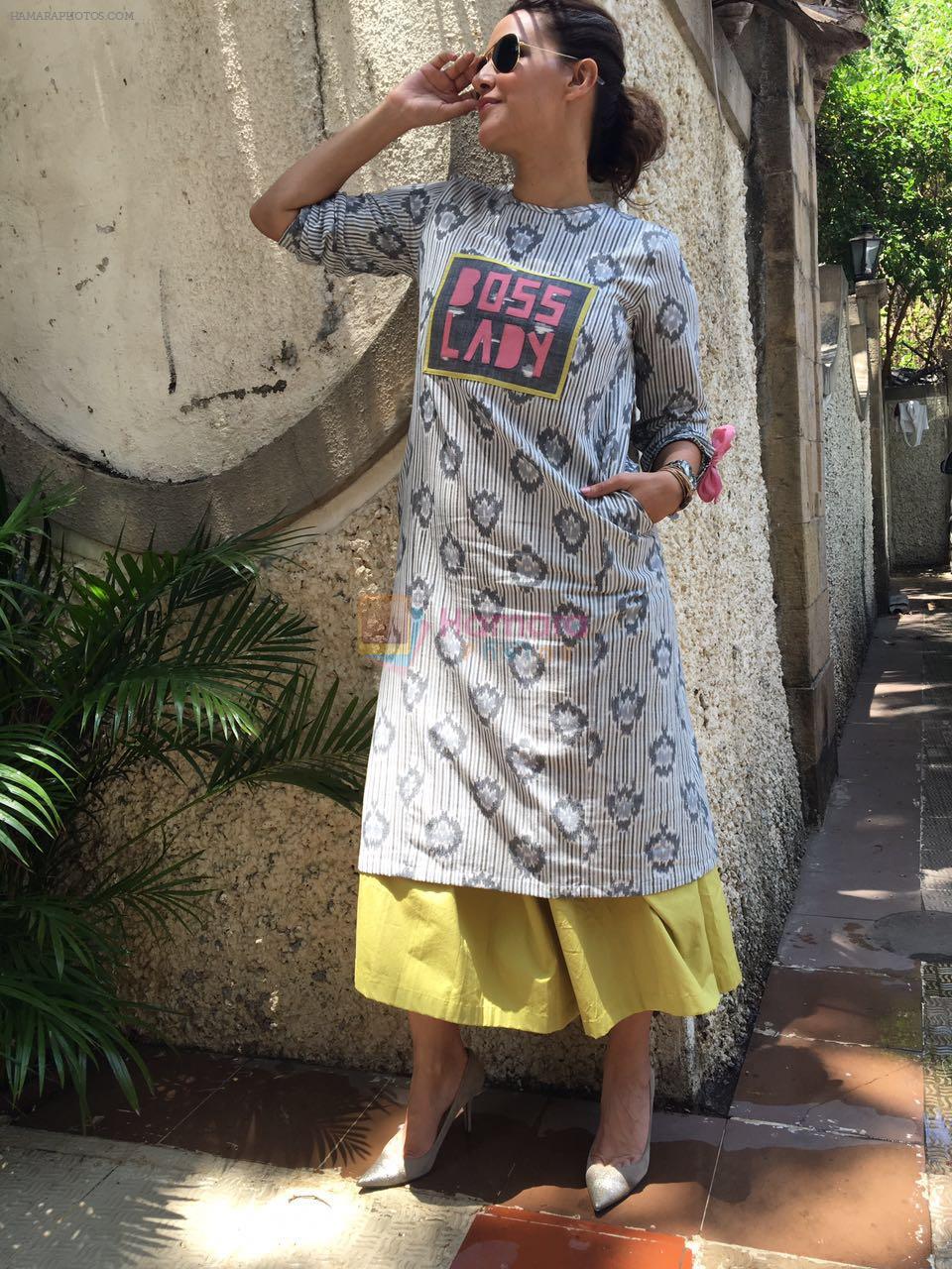 Neha Dhupia Wearing the meraki project n jimmy choos for promotions of ...