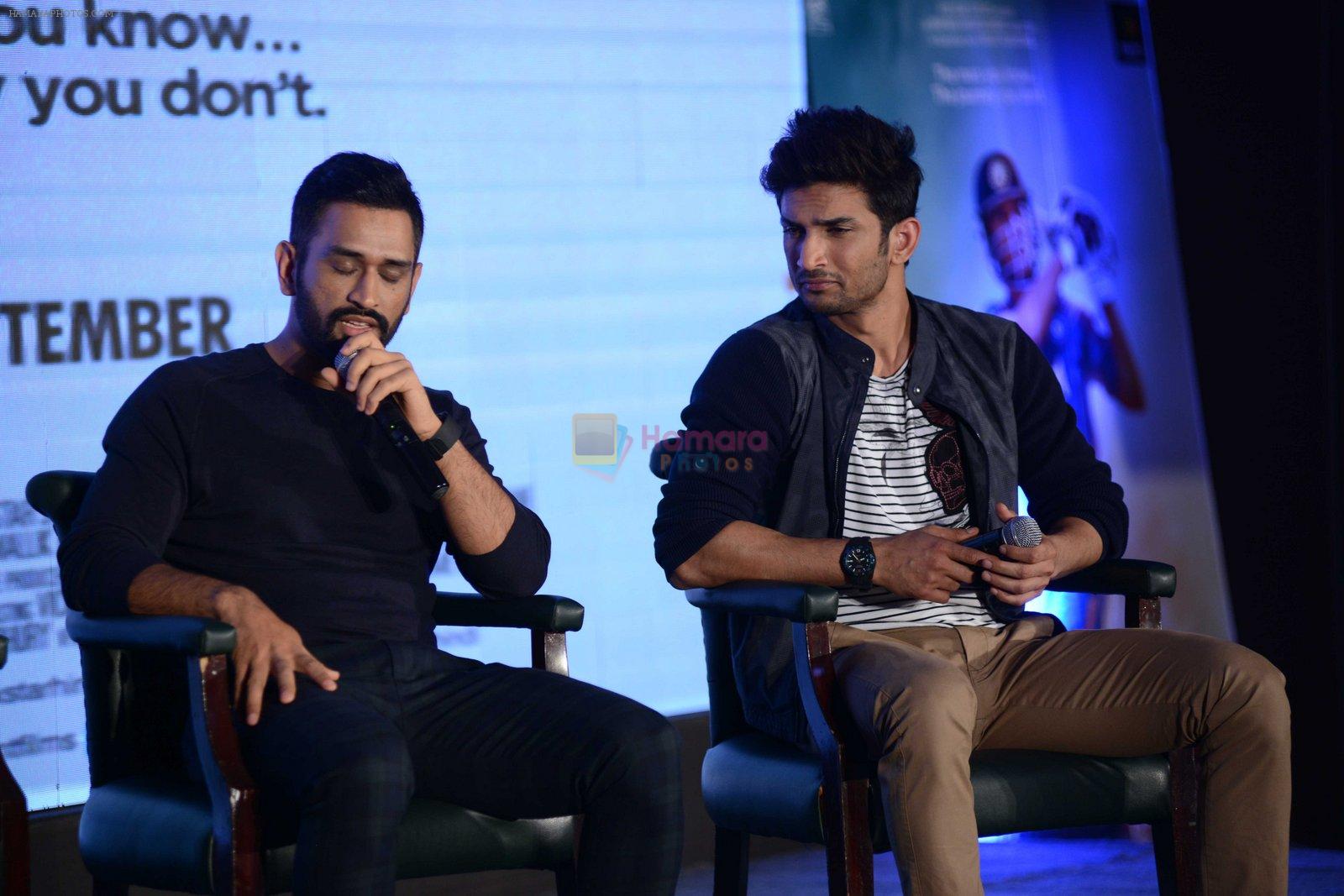 Mahendra Singh Dhoni, Sushant Singh Rajput at MS Dhoni press meet in ...