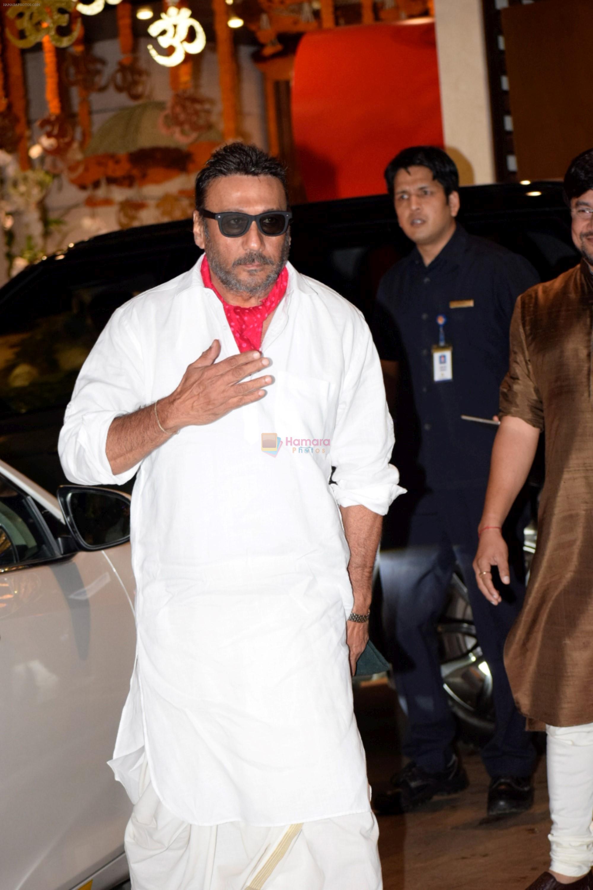 Jackie Shroff at Mukesh Ambani's House For Ganesha Chaturthi on 13th ...