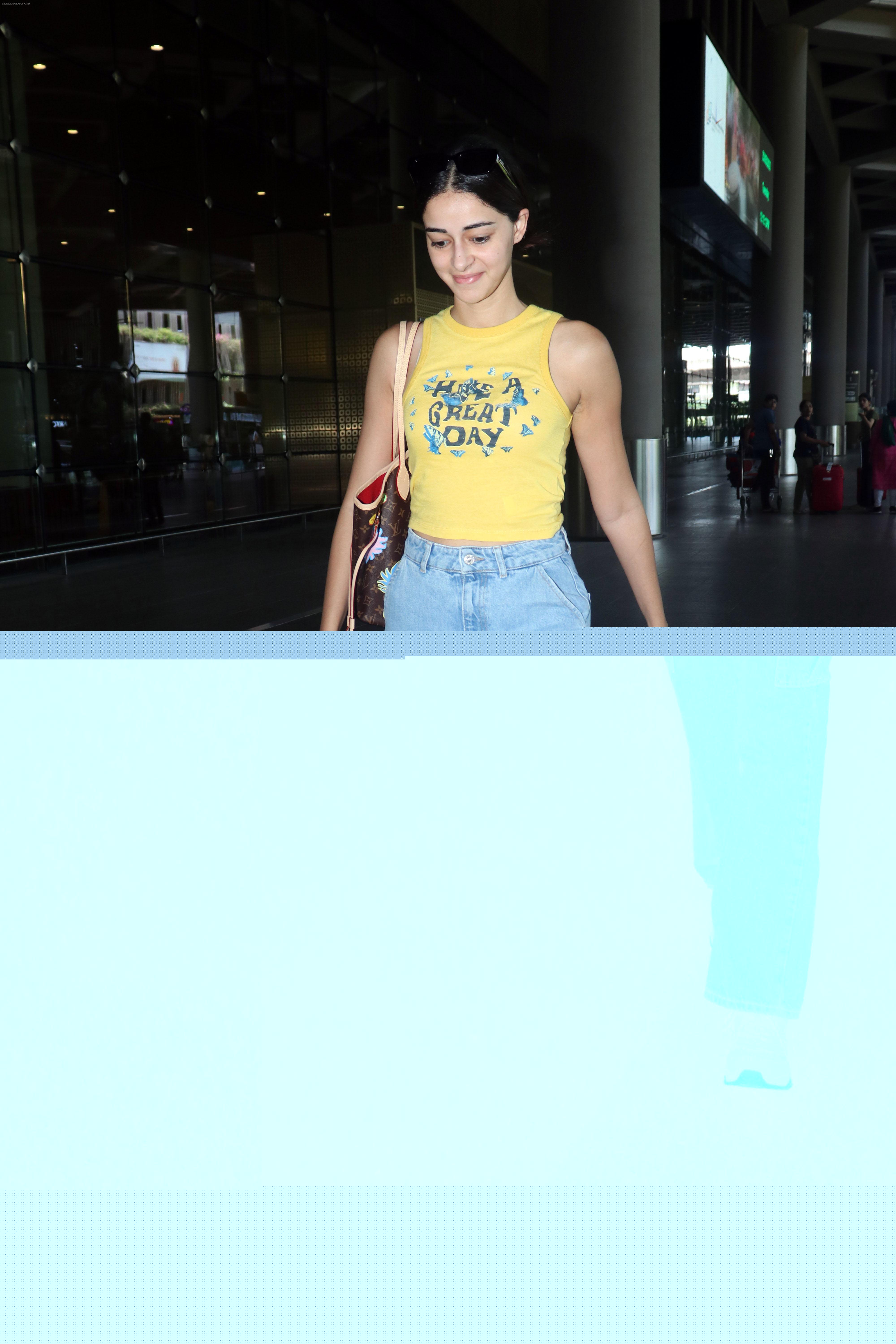 Ananya Panday in a Yellow tank top and blue jeans on 23rd May 2023 ...
