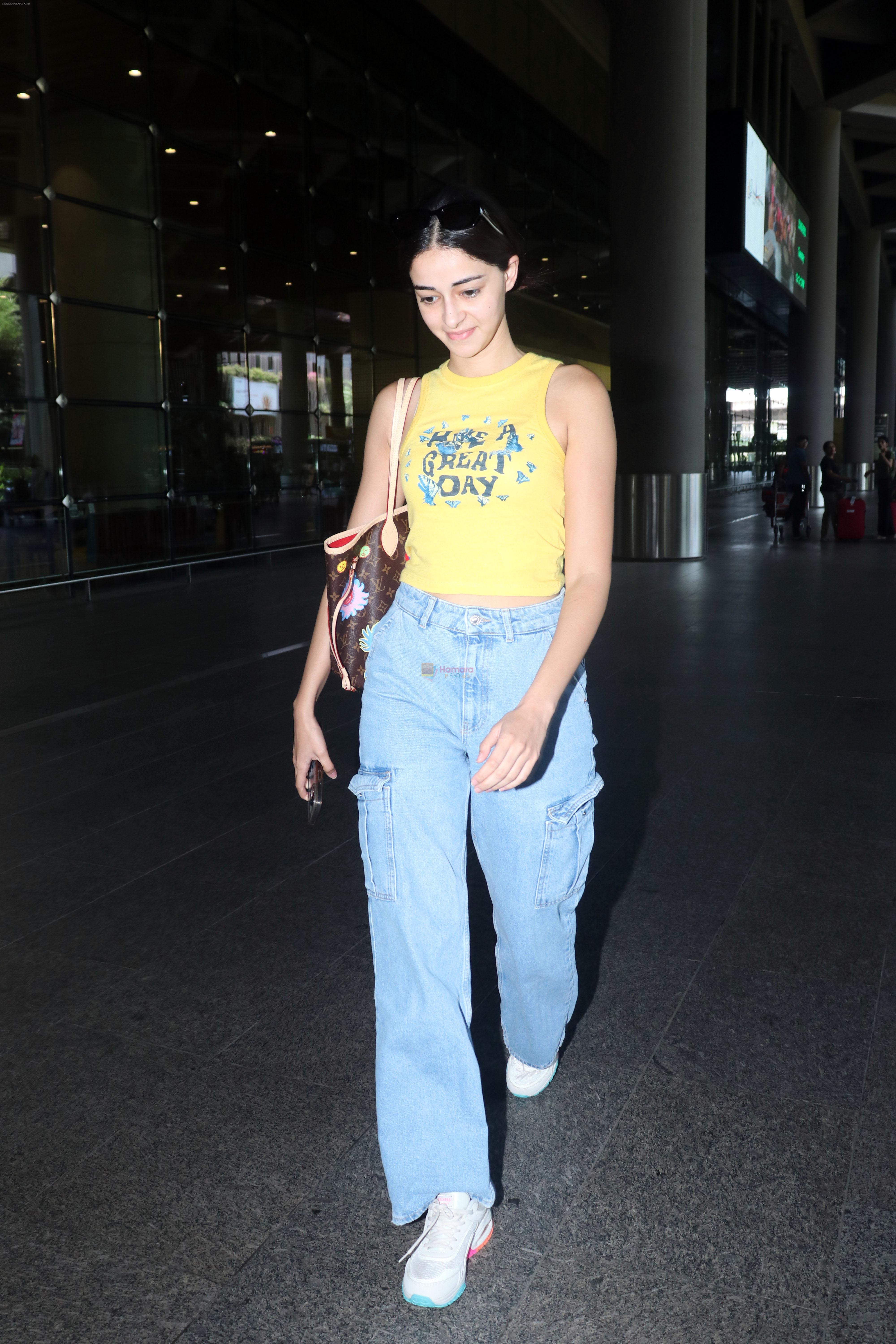 Ananya Panday in a Yellow tank top and blue jeans on 23rd May 2023 ...