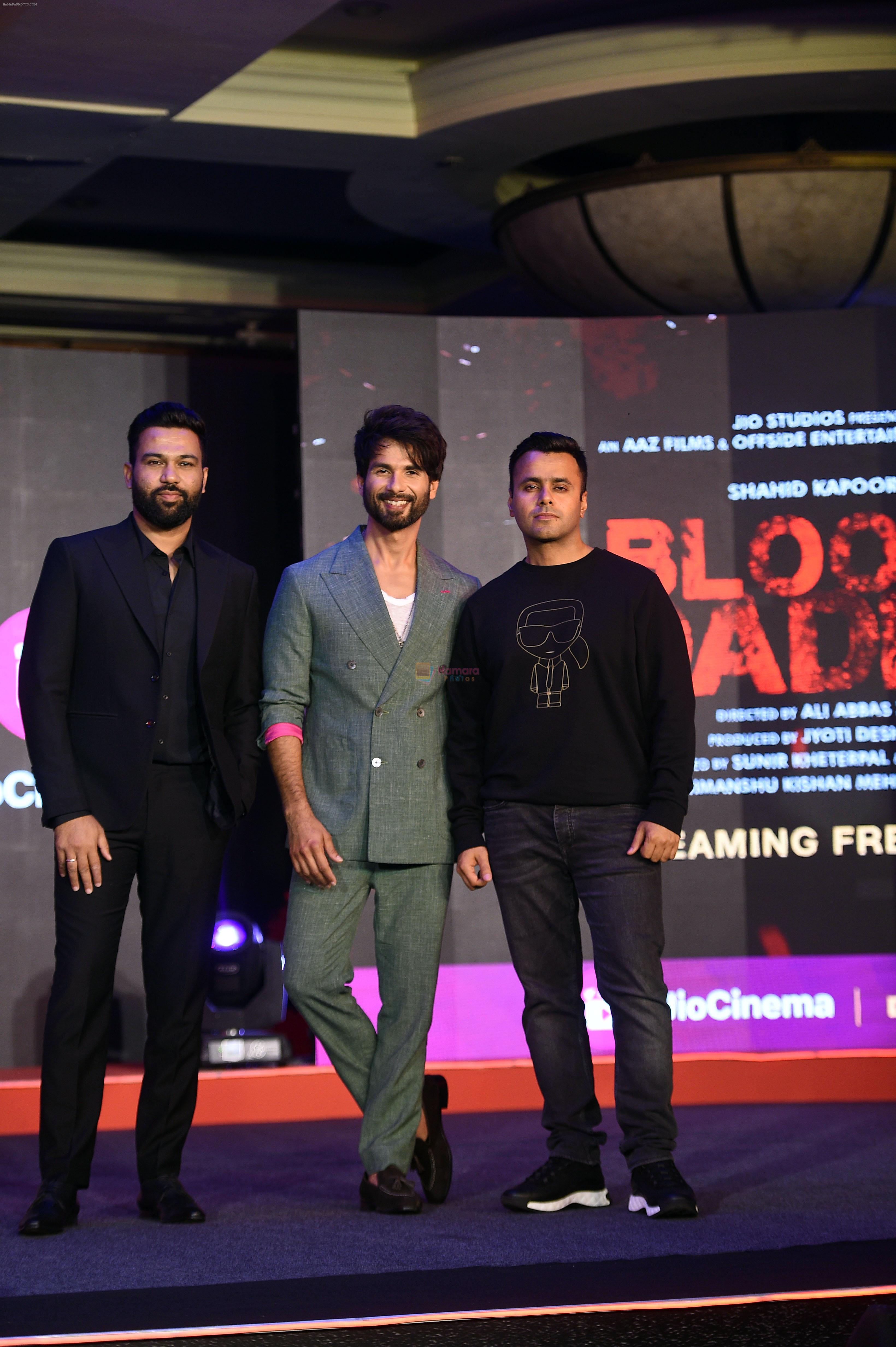 Shahid Kapoor, Ali Abbas Zafar, Himanshu Kishan Mehra at the trailer ...