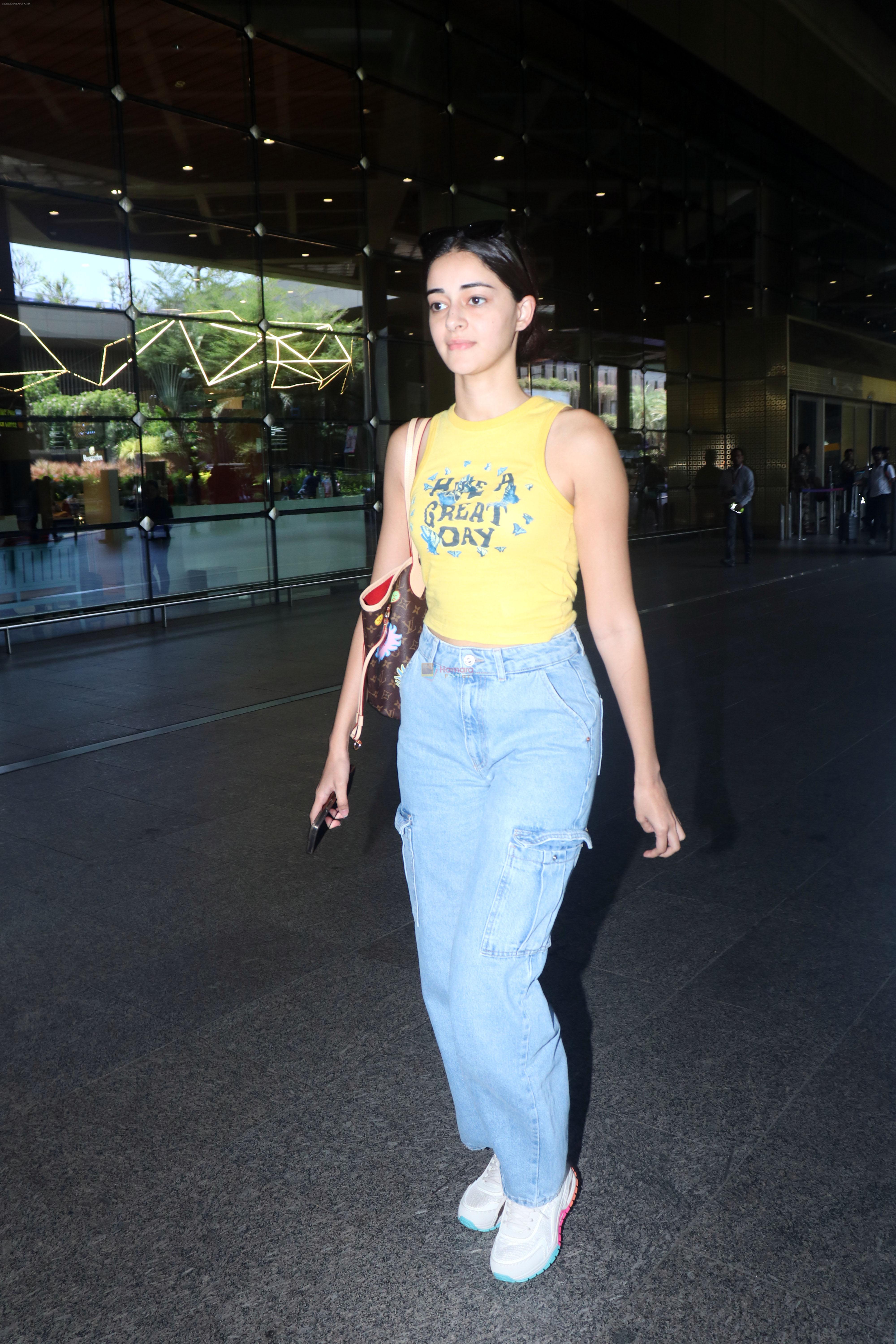 Ananya Panday in a Yellow tank top and blue jeans on 23rd May 2023 ...