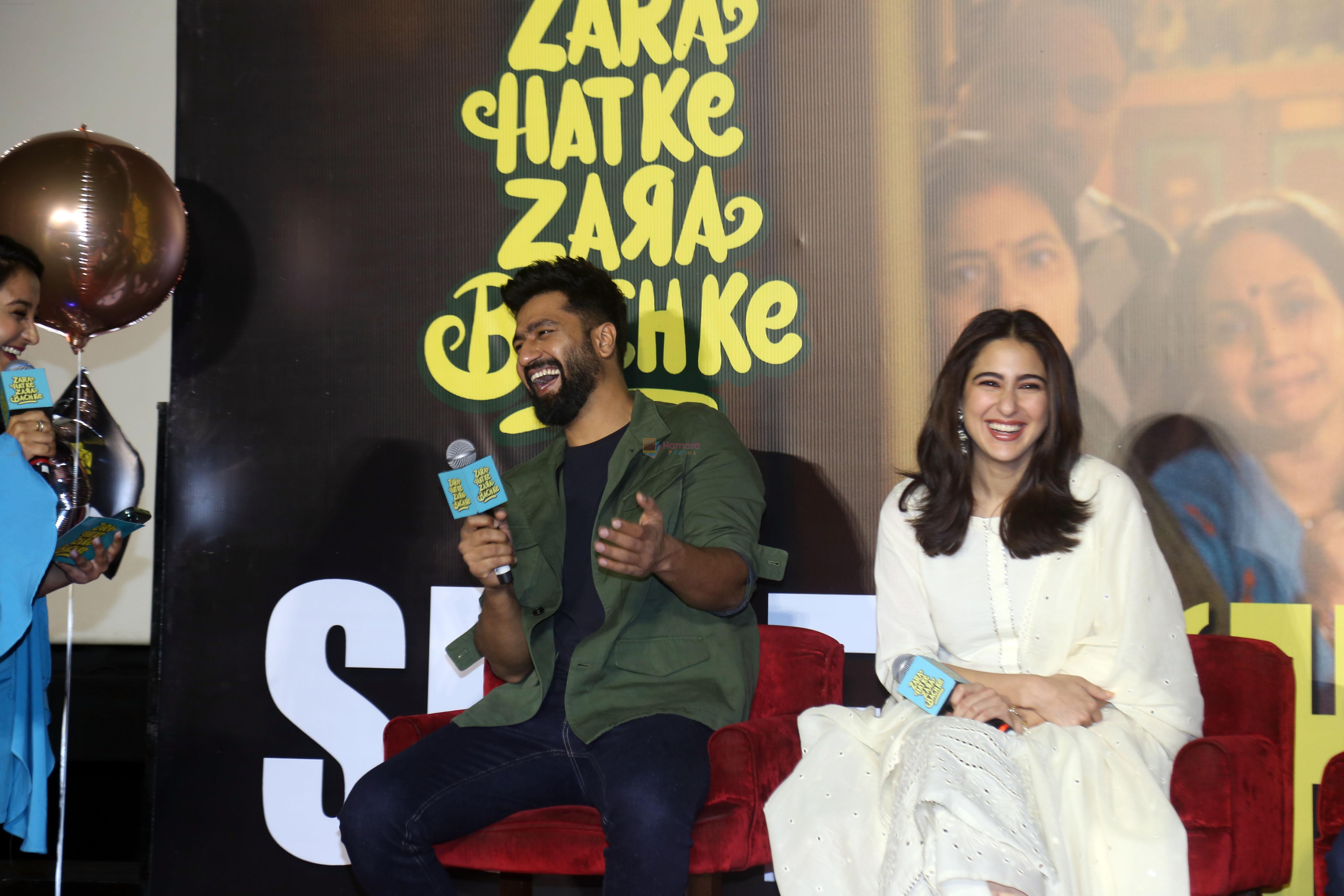 Sara Ali Khan and Vicky Kaushal at Zara Hatke Zara Bachke movie Press ...