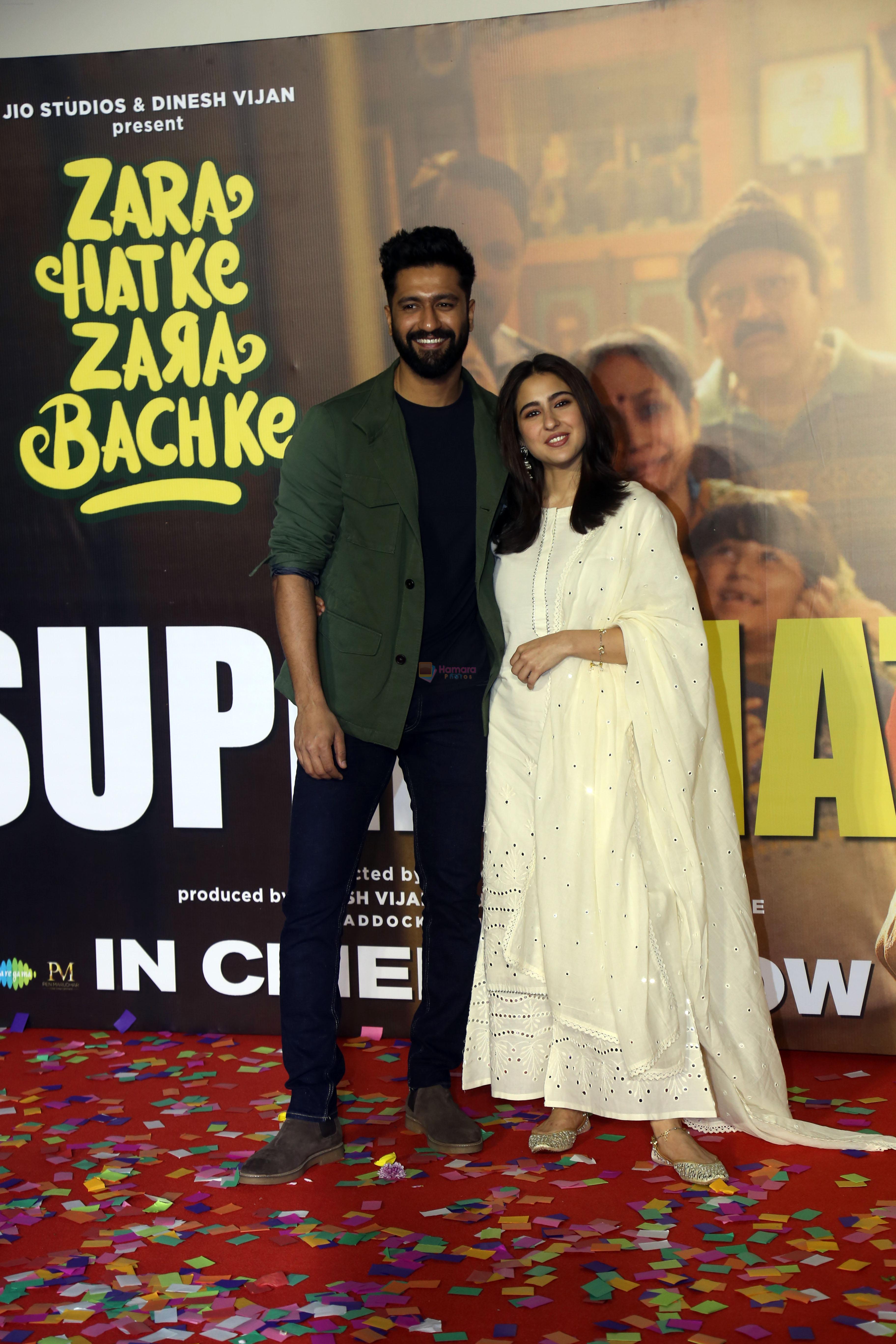 Sara Ali Khan and Vicky Kaushal at Zara Hatke Zara Bachke movie Press ...