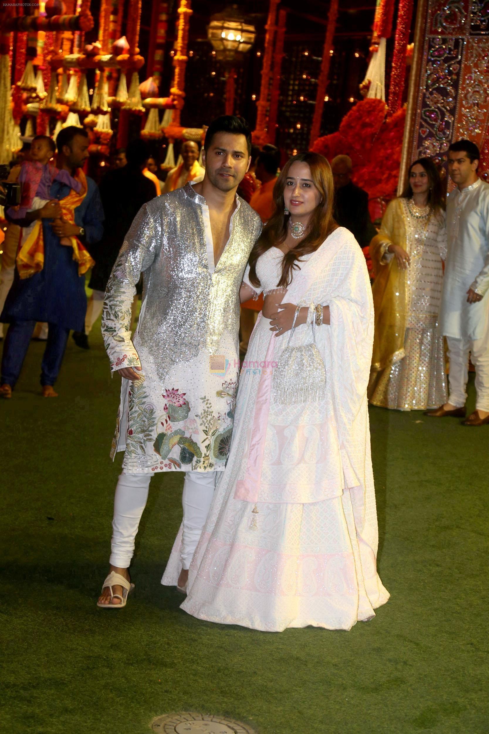 Natasha Dalal, Varun Dhawan at Ambani House Antilia for Ganpati Darshan ...