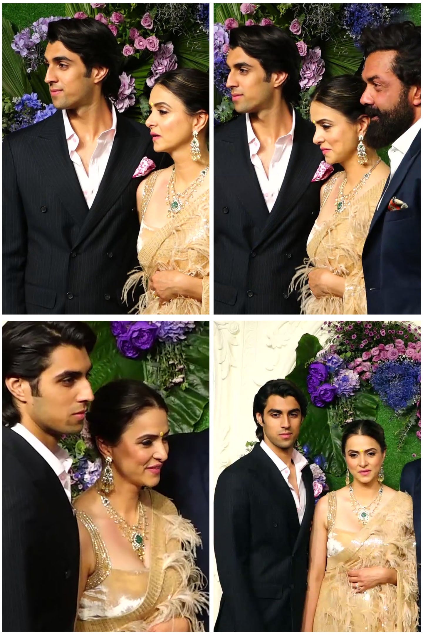 Bobby Deol wife Tanya and son Aryaman pose at the reception