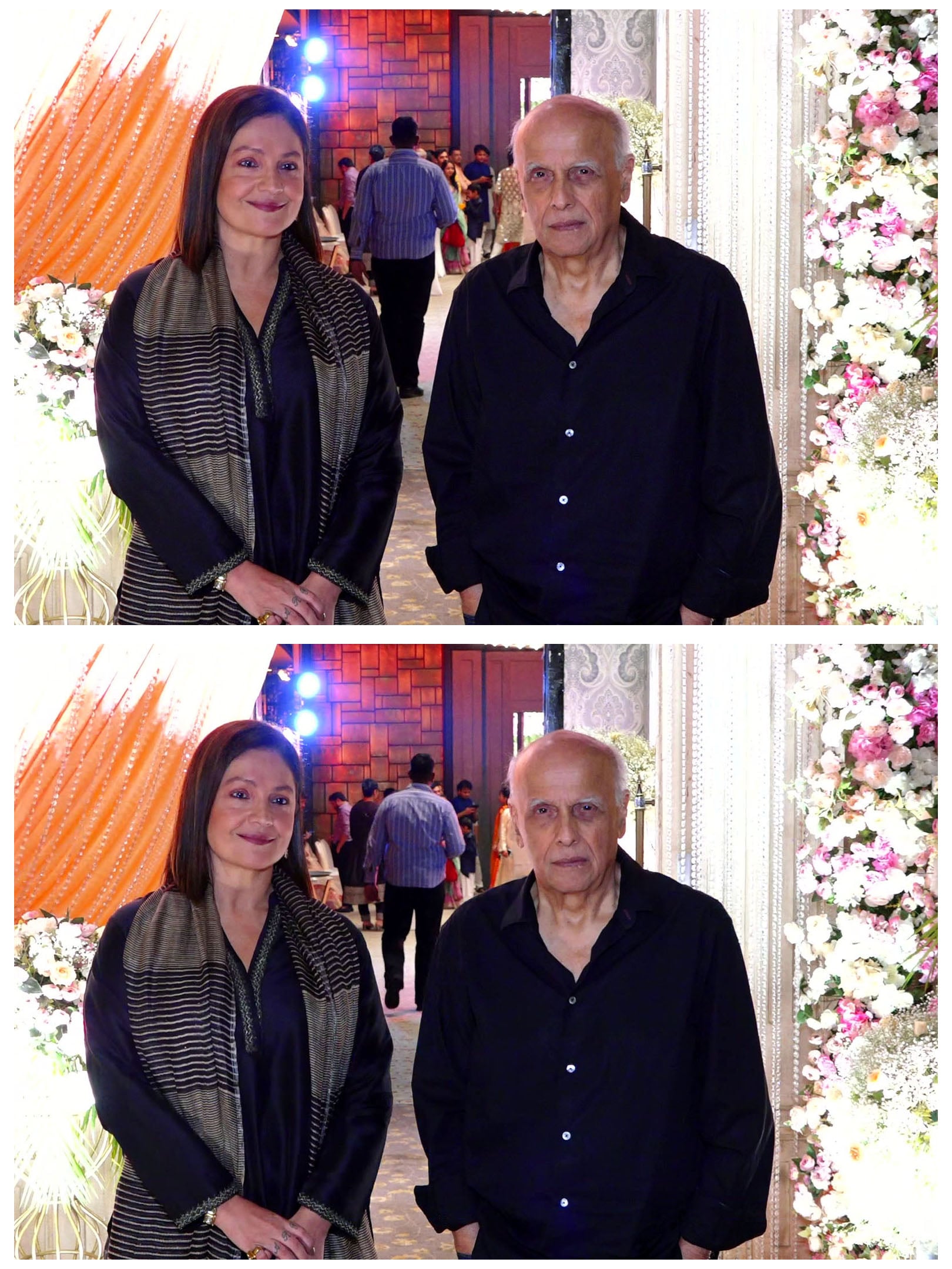 Pooja Bhatt with dad Mahesh Bhatt at Krishna Bhatt wedding