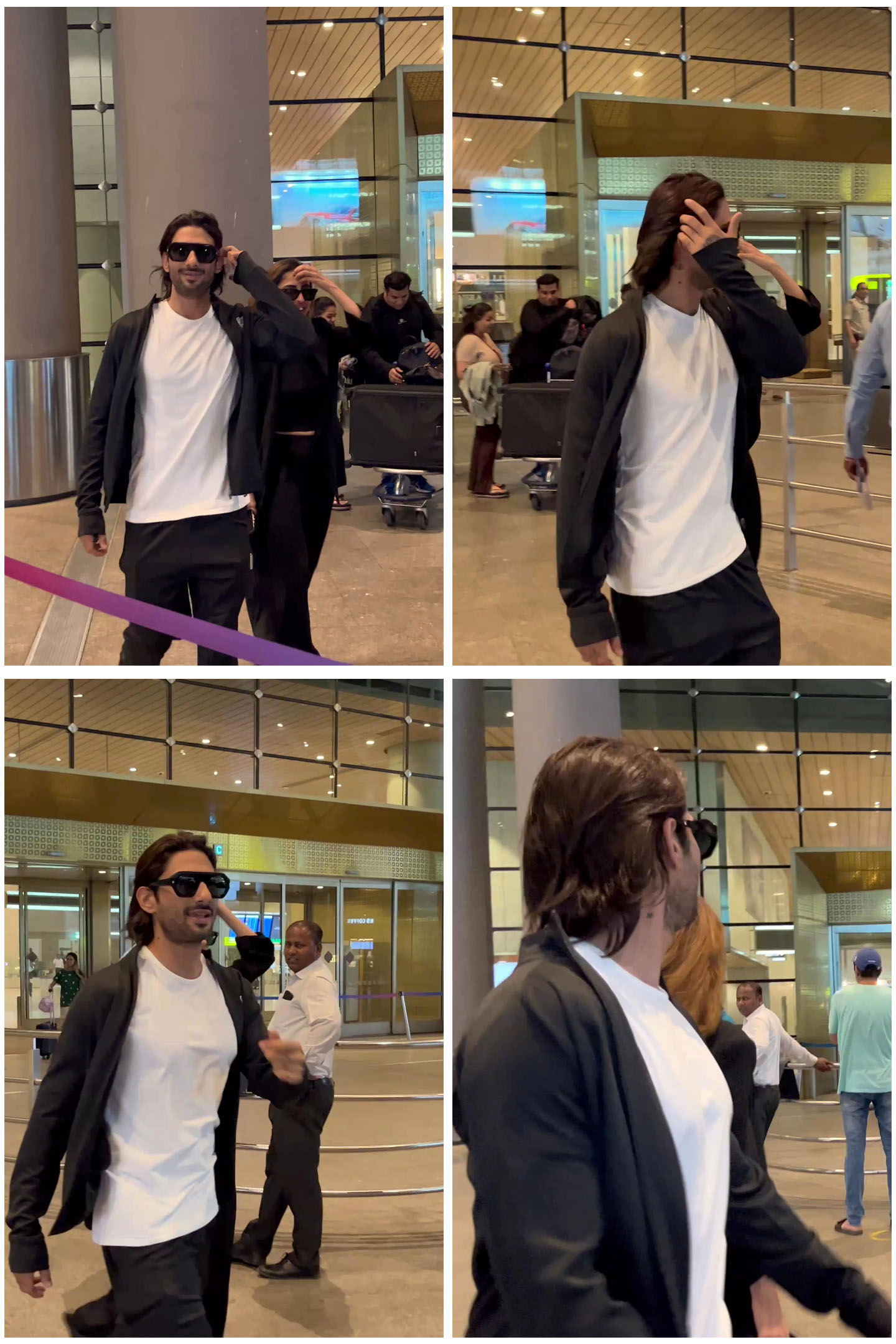 Prateik Babbar with Sanya Sagar seen at the airport