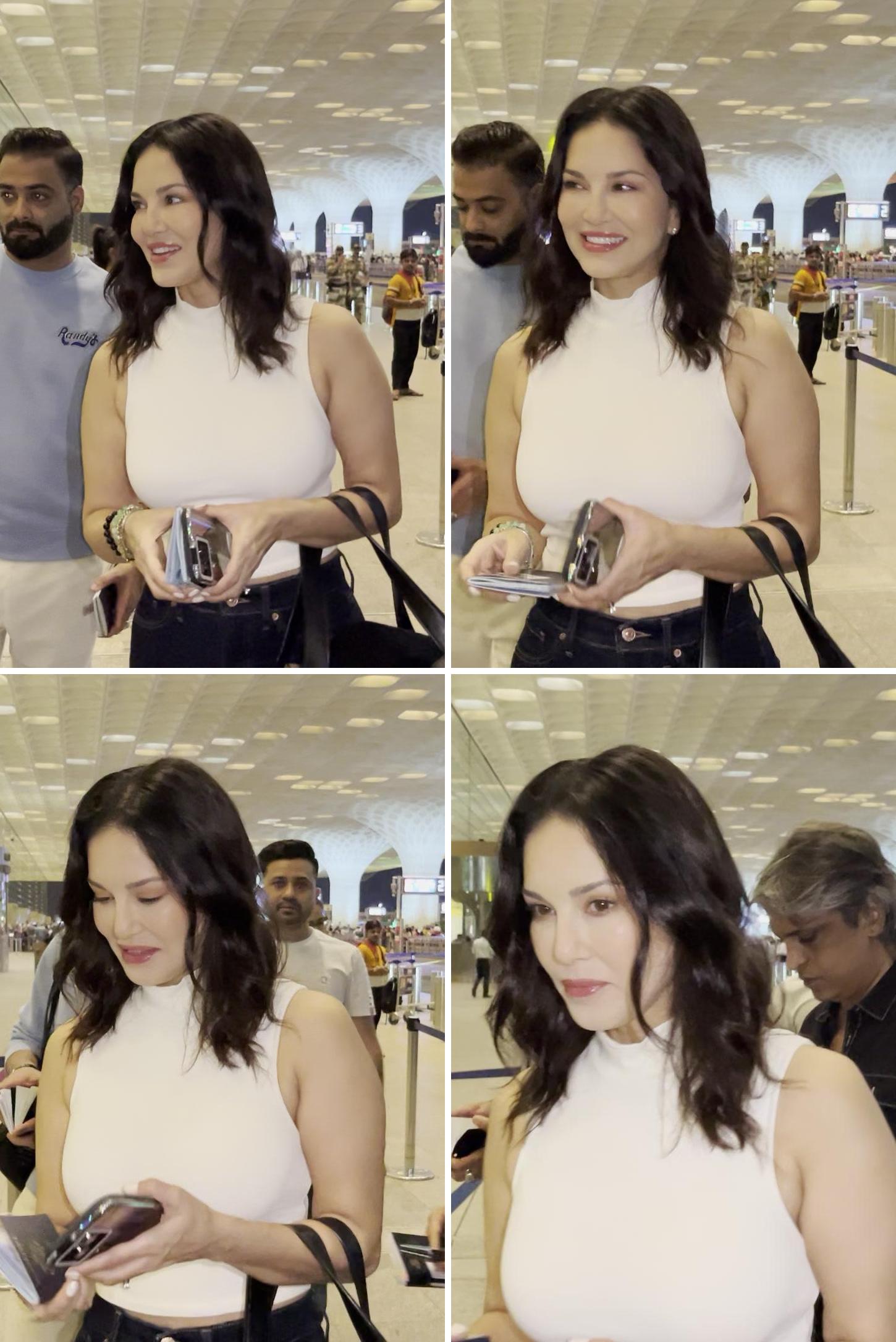 Sunny Leone Spotted at Airport Departure on 3rd August 2023