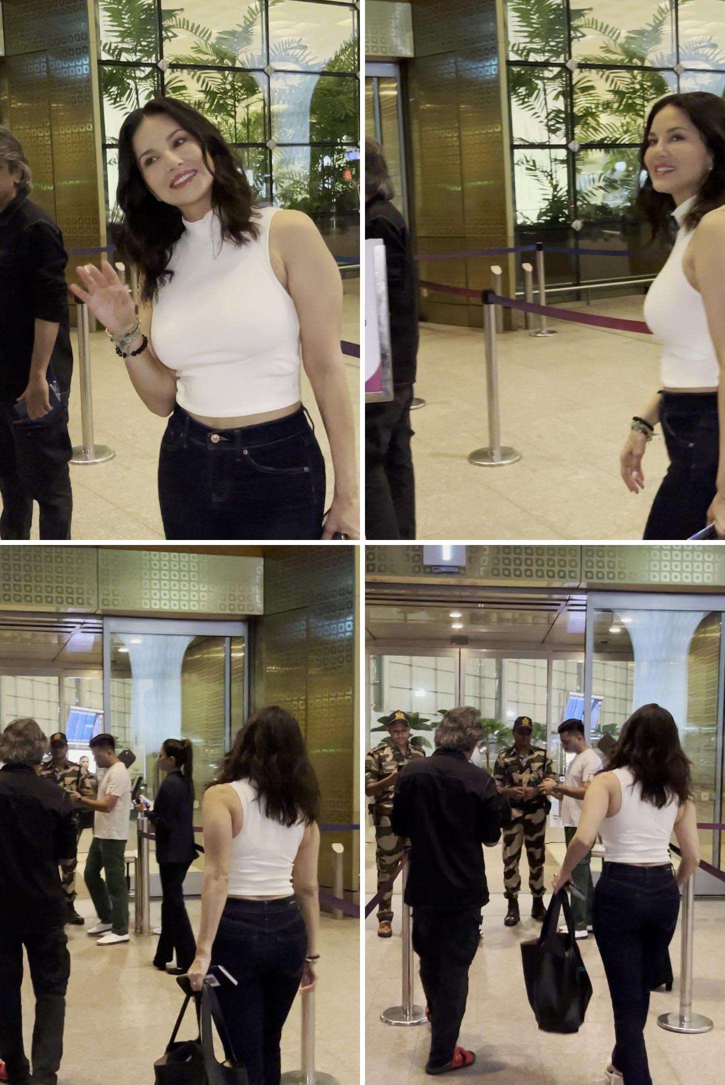 Sunny Leone Spotted at Airport Departure on 3rd August 2023