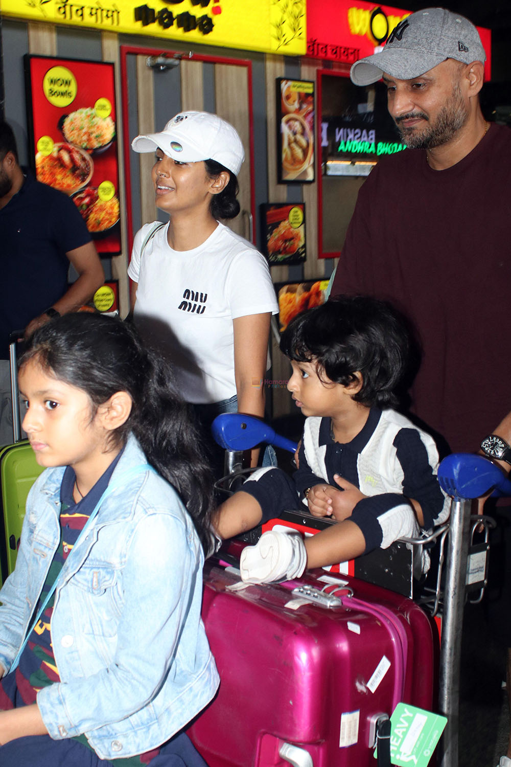 Harbhajan Singh, Geeta Basra with kids Spotted At Airport