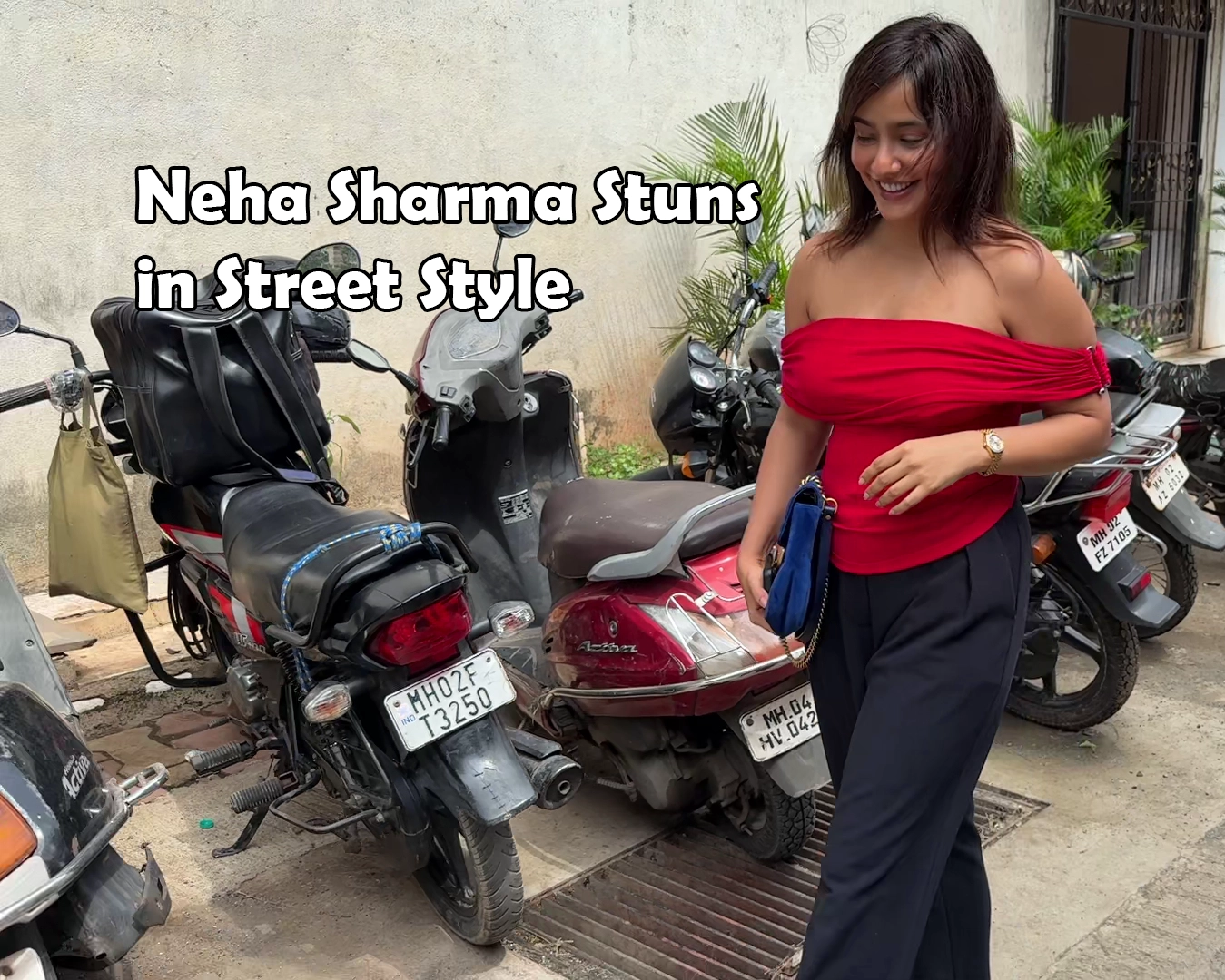 Neha Sharma Turns Heads in Red Top & Wide-Leg Pants